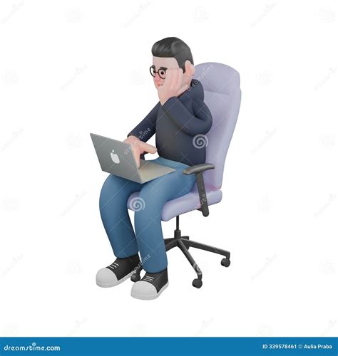 A Male Programmer Sits On A Gaming Chair While Holding A Laptop With His Left Hand Holding His