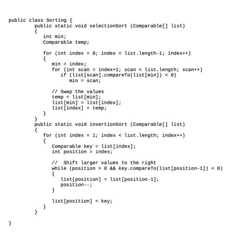 Solved 1 Rewrite The Sorting Class So That Both Sorting
