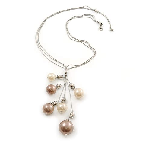 Gold Bib Imitation Pearl Necklace
