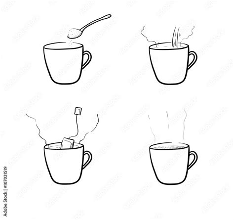 Tea Brewing Vector Set A Hand Drawn Vector Illustration Set Of Tea Brewing Method Stock Vector