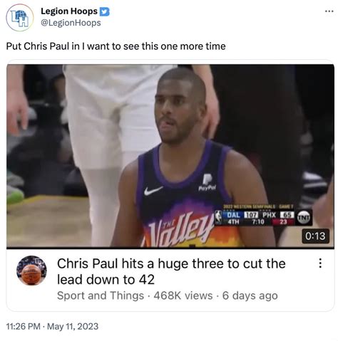One More Time Chris Paul Hits A Huge 3 To Cut The Lead To 42 Know