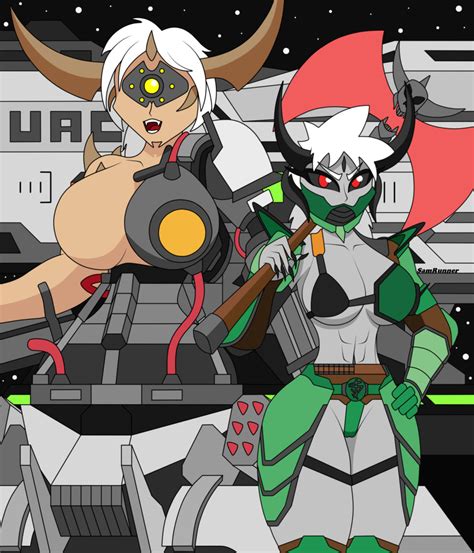 Rule 34 2girls Big Breasts Breasts Clothing Cyborg Demon Demon Girl