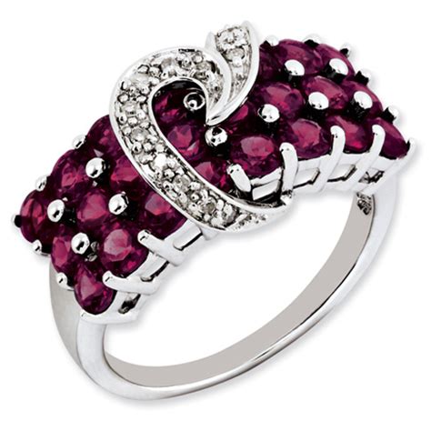 Sterling Silver 31 Ct Rhodolite Garnet And Diamond Ring Qr2906rg