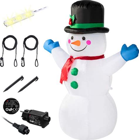 Monzana Opblaasbare Sneeuwman XL 120cm 3 LEDS Verlichting Bol