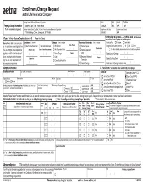 Fillable Online PPO Employee Enrollment Change Request Aetna PPO