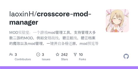 Github Laoxinhcrosscore Mod Manager Mod实验室：一个游戏mod管理工具，支持管理大多数二游的mod，例如交错战线、碧蓝航线、碧蓝档案的魔改以及