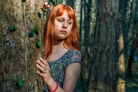 Redhead Girl In The Forest Stock Photo Image Of Human 64564868