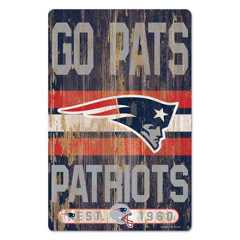 New England Patriots Go Pats 11 X 17 Wood Sign