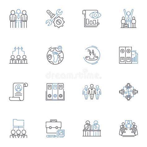 Third Party Provider Line Icons Collection Outsourcing Platform Partnership Integration