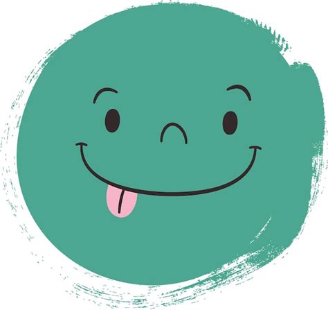 Premium Vector Smiley Face Circle Doodle Showing Tongue