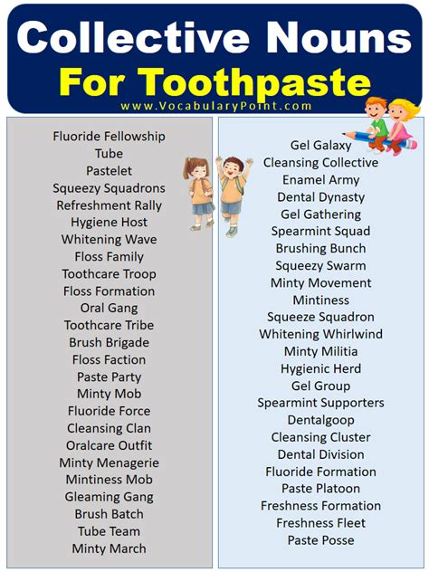 Collective Nouns For Toothpaste With Meaning And Examples