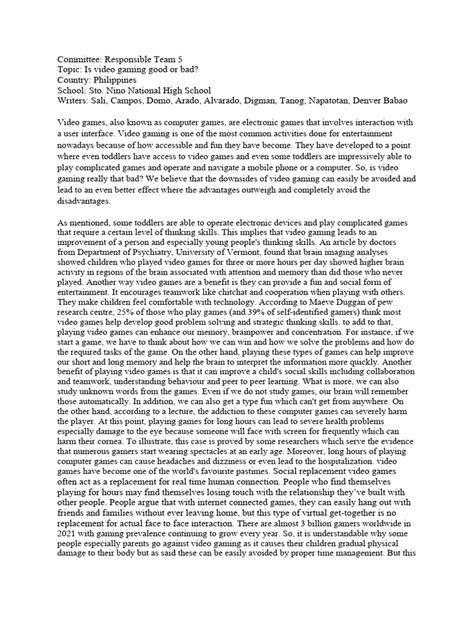 Rt5 Position Paper Pdf Video Games Behavioural Sciences