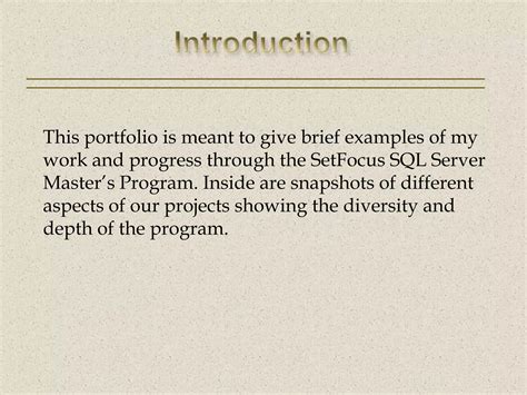 Sql Server Portfolio Ppt