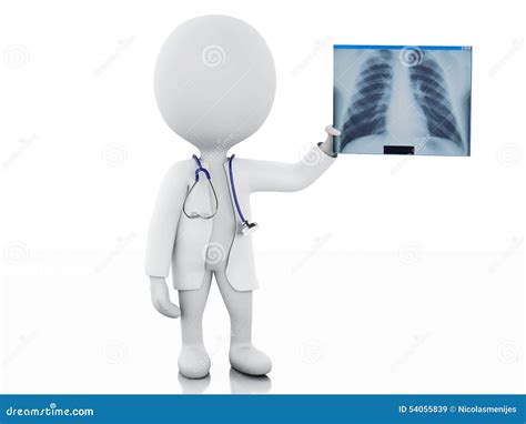 3d White People Doctor With Radiography Stock Illustration