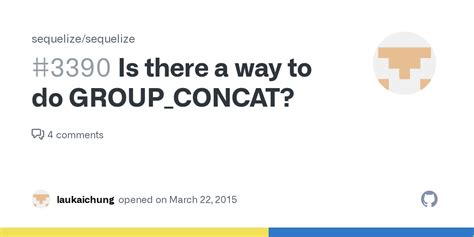 Is There A Way To Do Groupconcat · Issue 3390 · Sequelizesequelize