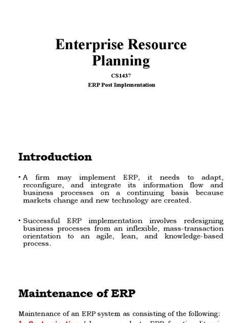 Erp Post Implementation Pdf Enterprise Resource Planning Economies