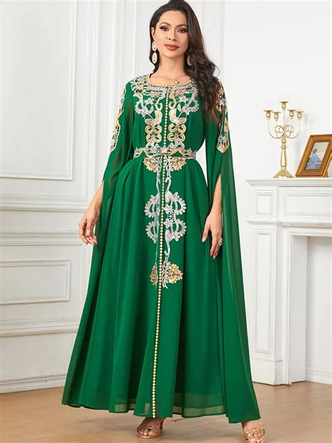 Floral Embroidered Split Exaggerated Sleeve Modest Dress Temu Armenia
