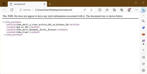 Cómo abrir o crear un fichero XML en Windows 10 WinNotas