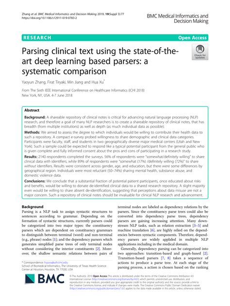 Pdf Parsing Clinical Text Using The State Of The Art Deep Learning