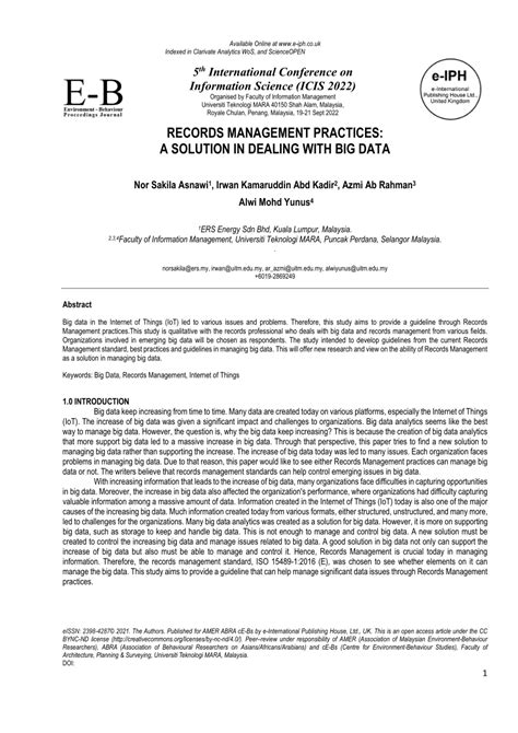 Pdf Records Management Practices A Solution In Dealing With Big Data