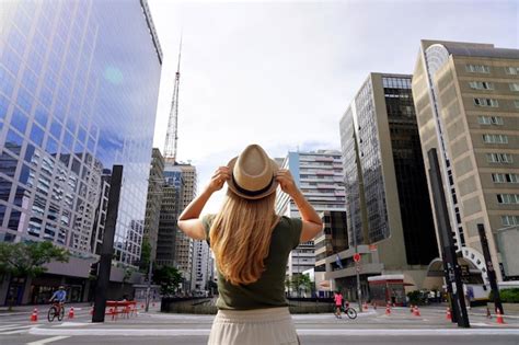 Premium Photo Beautiful Girl Arrives In The Big City Of Sao Paulo
