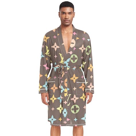 Dailycode Men Robe Lightweight Soft Bathrobes Kimono Nightgown Colorful