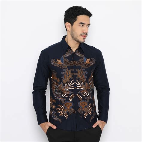 Jual Enzy Batik Kemeja Batik Pria Helga Navy Shopee Indonesia