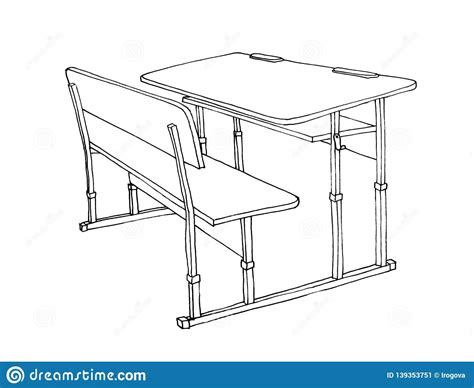 Graphic Sketch School Desk And Chair