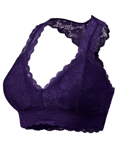 Urban Daizy Womens Seamless Lace Bra Racerback Padded Sexy Floral Mesh