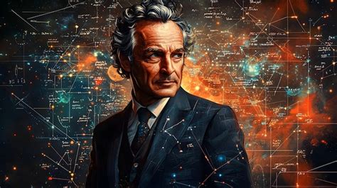 Colorful Cartoon Of Renowned Physicist Richard Feynman With Diagrams