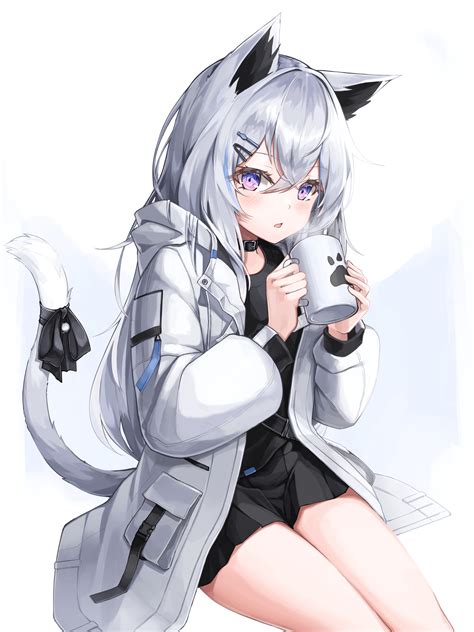 Silver Hair Cat Girl Original Rkemonomimi
