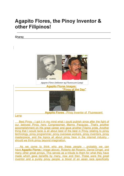Did Agapito Flores Invented The Fluorescent At James Oneill Blog