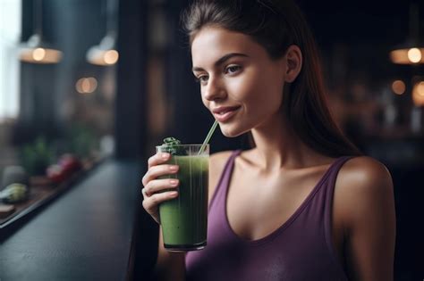 Premium Ai Image Shot Of A Young Woman Drinking A Smoothie Created