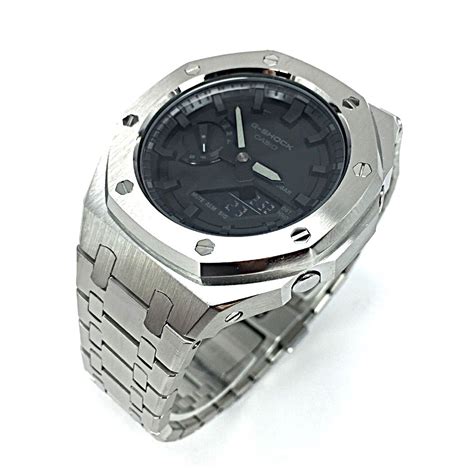 Casioak Mod Royal Oak Casio G Shock Ga 2100 All Metal Steel Band Watch Ga2100