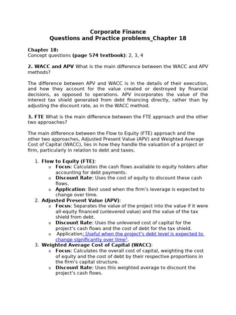 Chap 18 Cfquestions And Practice Problems Pdf Cost Of Capital Net Present Value