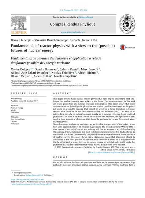 Pdf Fundamentals Of Reactor Physics With A View To The Possible
