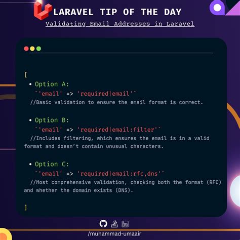 Laravel Php Webdevelopment Emailvalidation Codingtips Programming