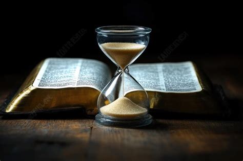 Hourglass And Bible Premium Ai Generated Image