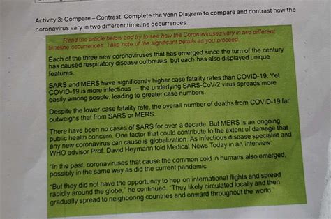 Activity Compare Contrast Complete The Venn Studyx
