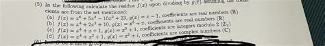 solved 5 in the following calculate the residue f x