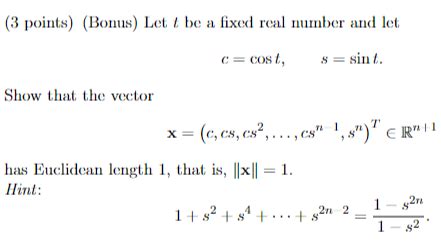 Solved Points Bonus Let T Be A Fixed Real Number And Chegg