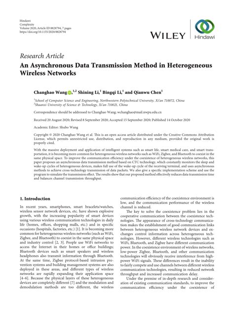 Pdf An Asynchronous Data Transmission Method In Heterogeneous Wireless Networks