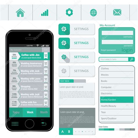 Interface Elements Using Flat Design — Stock Vector © Archymeder 28695311