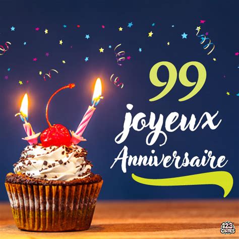 Carte Anniversaire 99 Ans Avec Ballons Lumineux 123cartes