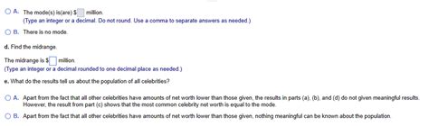Solved Find The A Mean B Median C Mode And D Chegg