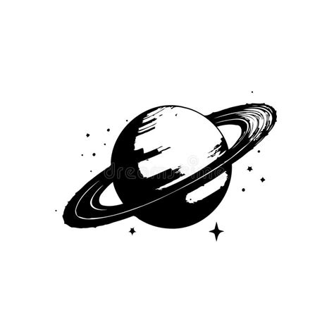 Monochromatic Cosmic Sphere An Abstract Depiction Of A Ringed Celestial Body Stock Vector