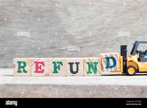 Toy Forklift Hold Letter Block D To Complete Word Refund On Wood