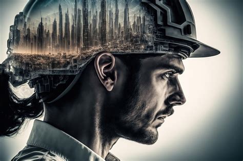 Premium Photo Civil Engineering Portrait Engineer Wearing Helmet With
