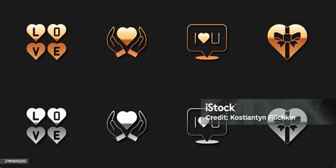 사랑 텍스트 손에 하트 말풍선 사랑해요 및 사탕 하트 모양의 상자 아이콘을 설정합니다 벡터 개념에 대한 스톡 벡터 아트 및 기타 이미지 Istock