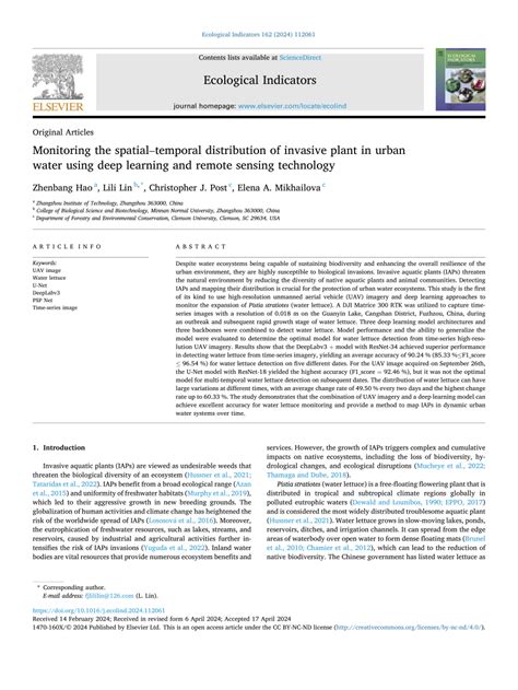 Pdf Monitoring The Spatialtemporal Distribution Of Invasive Plant In Urban Water Using Deep